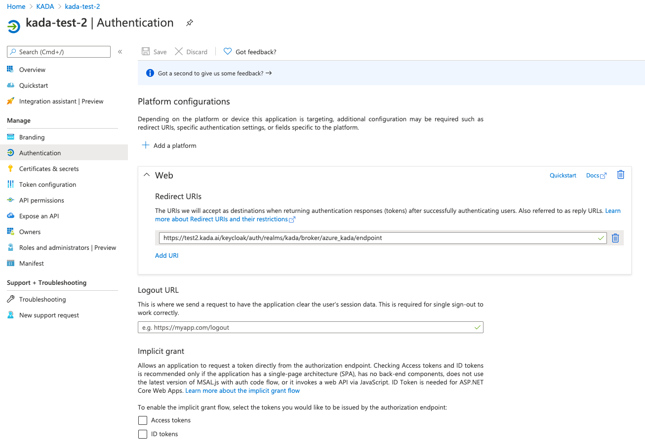 Configuring SSO with Azure Active Directory