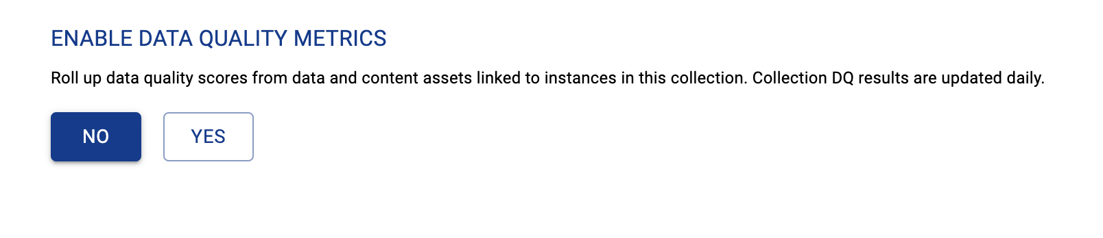 Aggregating Data Quality Metrics by Collections